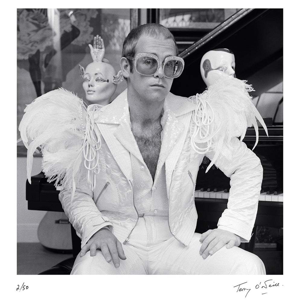 Elton John wearing a white feather suit, circa 1973 — Limited Edition ...