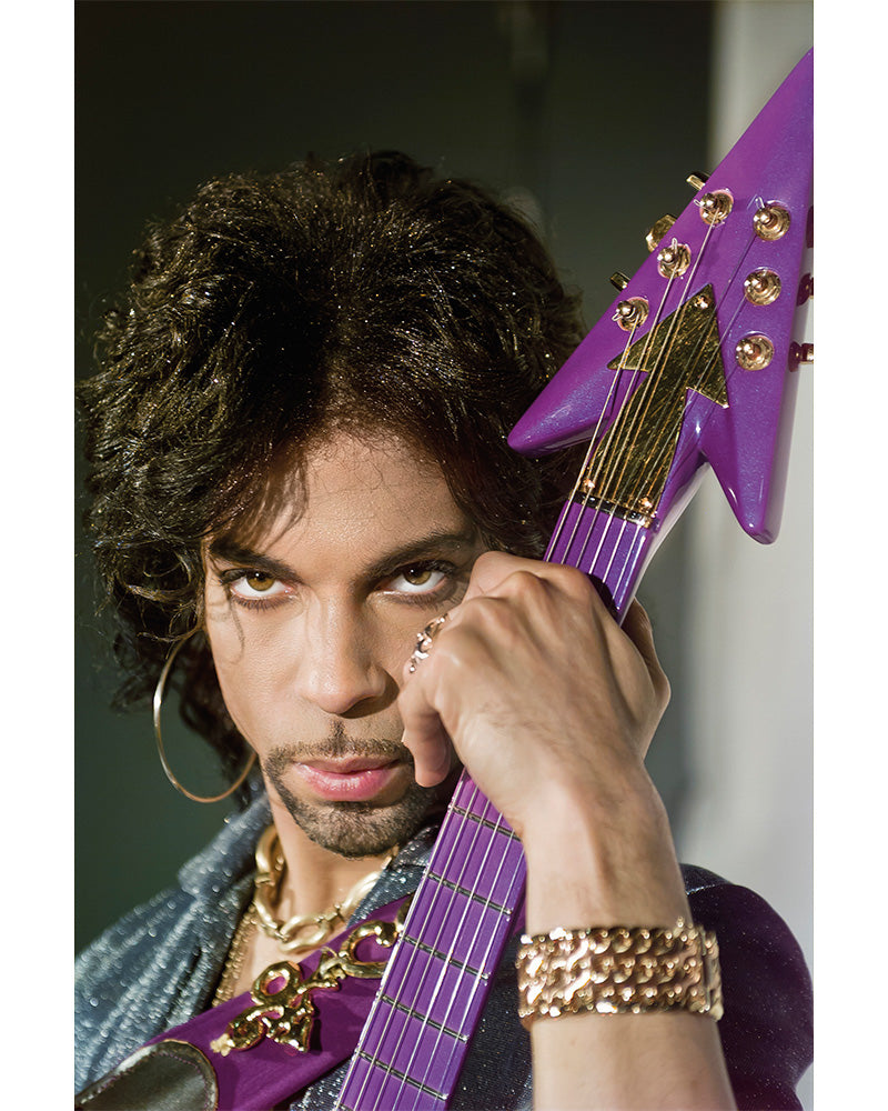Prince with his purple symbol guitar— Limited Edition Print - Steve ...